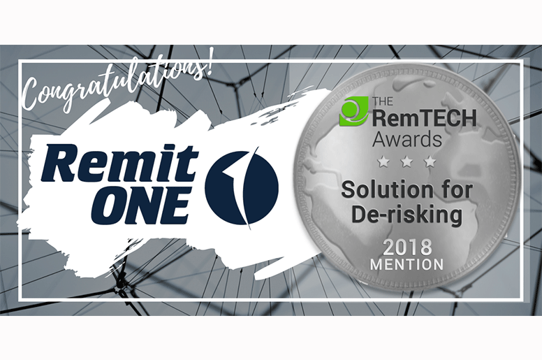 RemitONE given Honourable Mention in the 2018 RemTECH AWARDS April 27, 2018